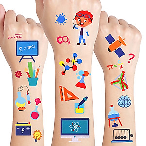 24 Sheets Science Temporary Tattoos, Birthday Decorations Science Party Favors