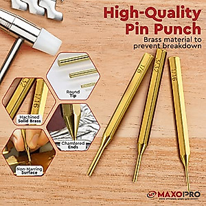 Premium Brass Punch Set – 8 Pcs Professional Brass Drive Pin Punch Set - Non-marring Brass Punch Set for Gunsmithing - Assorted Gun Punch Set for Watch Repair Jewelry and Craft – By Maxopro