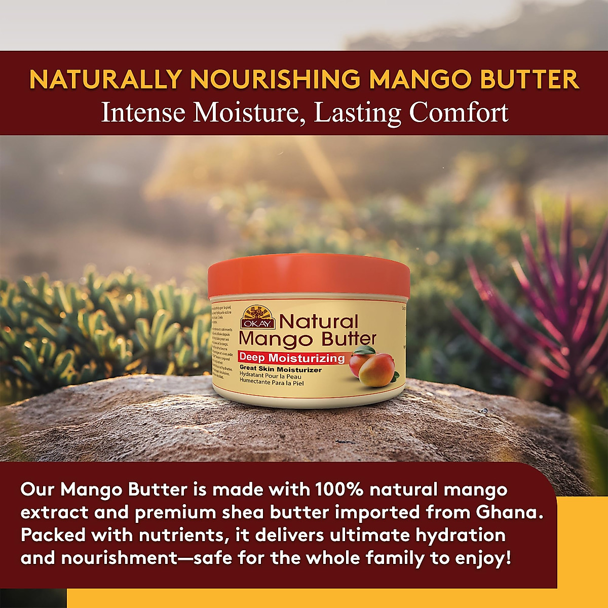 Okay Mango Butter100% Natural | Deep Conditioning , Hydration & Smooth | 7 Oz (Package May Vary)