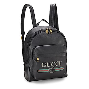 Gucci, Pre-Loved Black Leather Logo Print Backpack Medium, Black