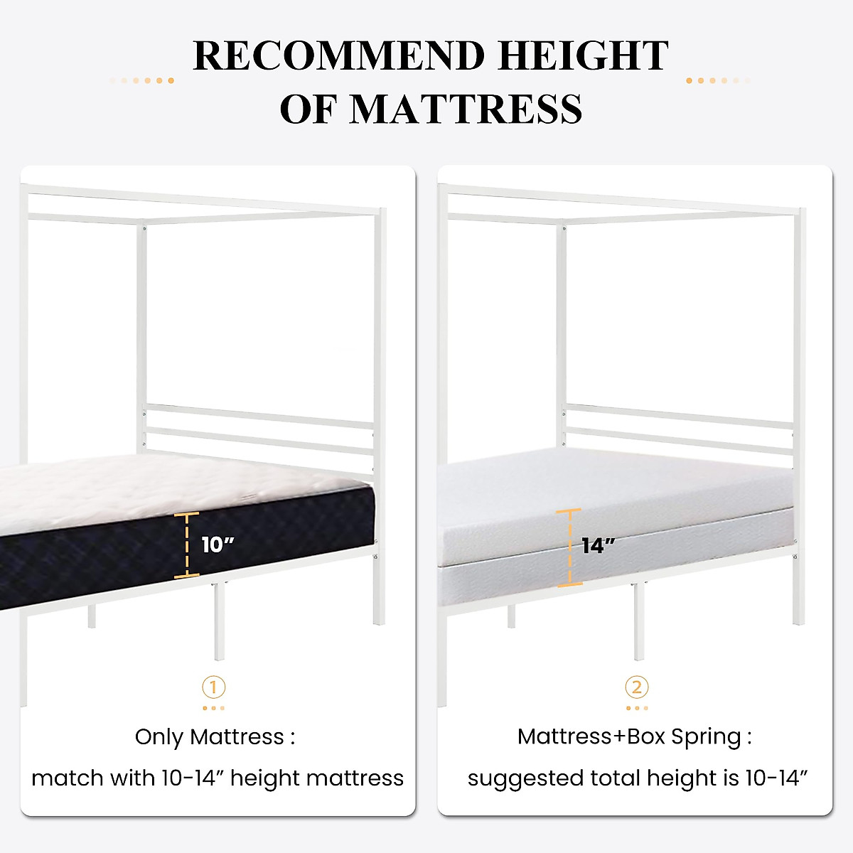 SHA CERLIN Metal Canopy Bed Frame Full Size/Mattress Foundation with Metal Slats Support/No Box Spring Needed/Easy Assembly/White