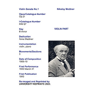 Violin Sonata No.1, Op.21 by Nikolay Medtner - Complete Score, All Movements (Student Facsimile)