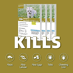 Flea and Tick Prevention for Cats, Cat Flea & Tick Treatment with Fipronil, Long-Lasting & Fast-Acting Topical Flea & Tick Control Drops for Kitten, 3 Doses