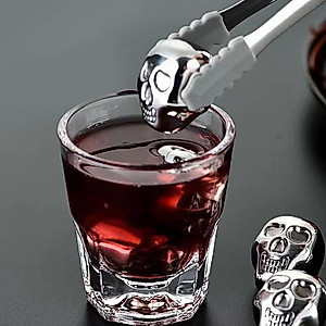 Reusable Stainless Steel Ice Cube Metal Whiskey Stones for Drinks Skull Shaped Set of 6 by i Kito