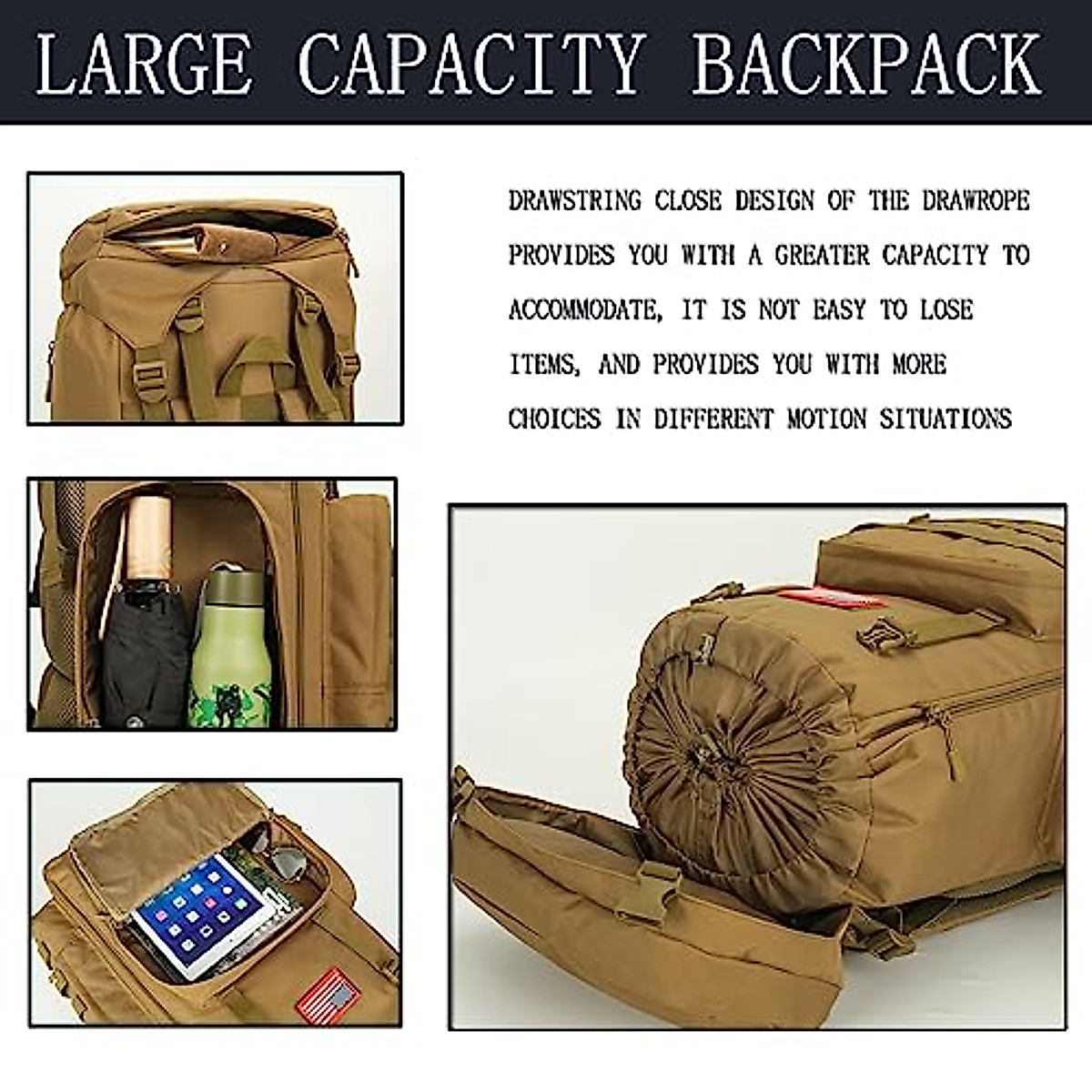 Extra Large Hiking Daypack, [2023 Upgraded]Waterproof Camping Backpack For Men, 60l70l85l Military Molle Rucksack Backpack