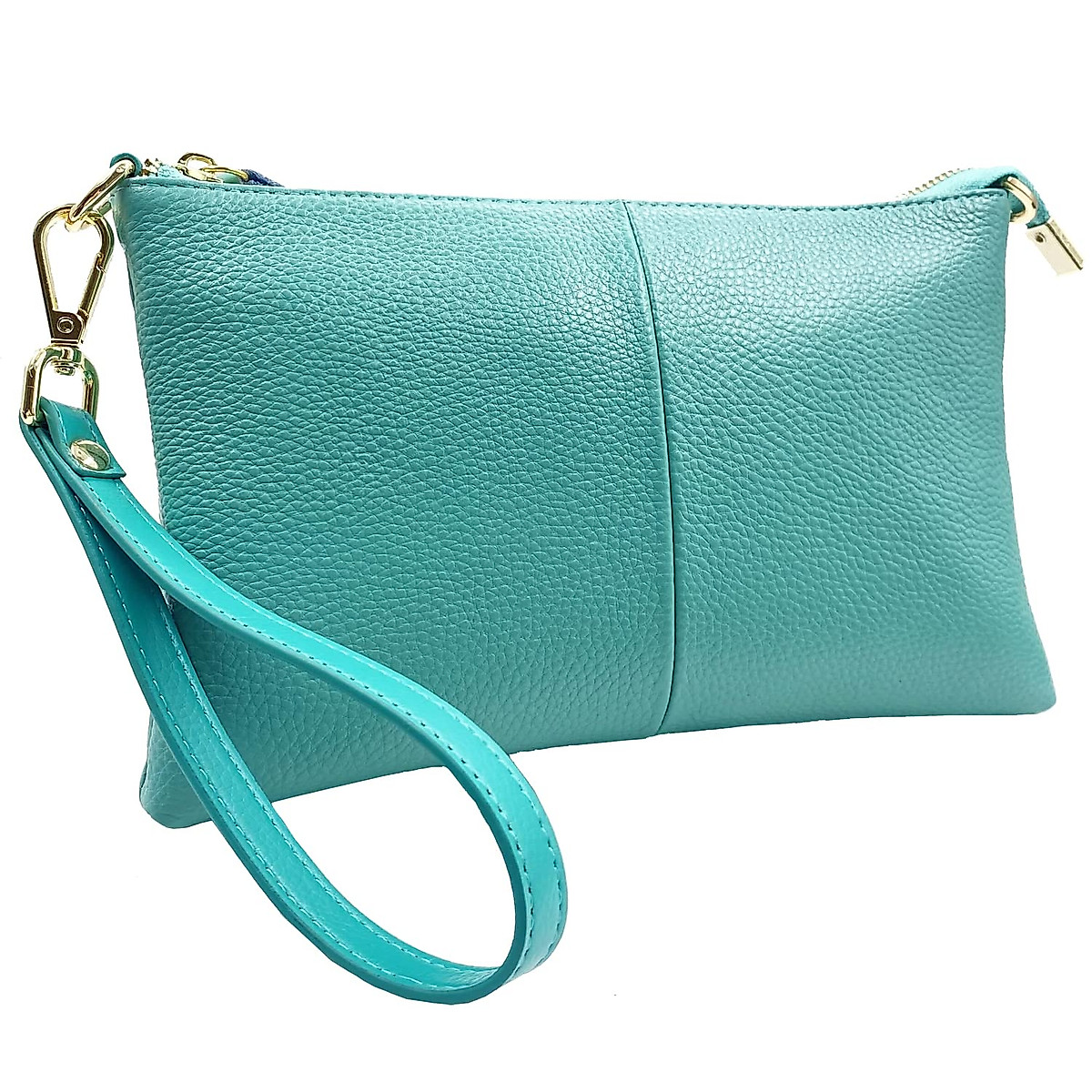 Beurlike Leather Wristlet Wallet Clutch Purses For Women Small Crossbody Phone Bags (Teal)