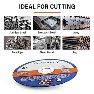 LotFancy Cut Off Wheels, 4 inch, Pack of 10, Angle Grinder Cutting Disc, Metal and Stainless Steel Cutting Wheels, Welding Accessories, Thin Kerf, Flat T1 Cut-Off Tool, 4 x 0.045 x 5/8”