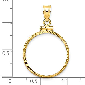 14ky 21.6mm Diamond-cut Screw Top Coin Bezel Pendant 34.3mm 21.9mm style C2677/21.6