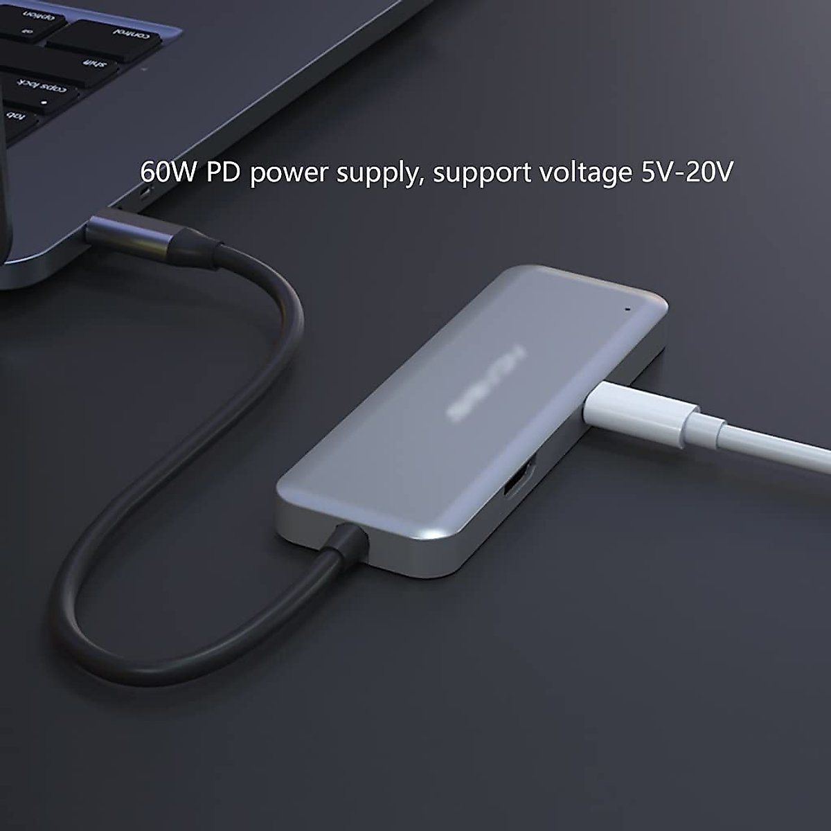 Port Expander 5 in 1 USB C Adapter USB C Docking Station with 4K HDMI, USB-C 60W PD, USB 3.0 Ports, SD/TF Card Reader, USB C Hub USB Splitter