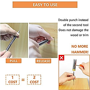 WHLLING Dual Head Nail Setter, Hammerless 1/32″& 1/16″ Spring Nail Set, 3500 PSI Striking Force Counter Punch