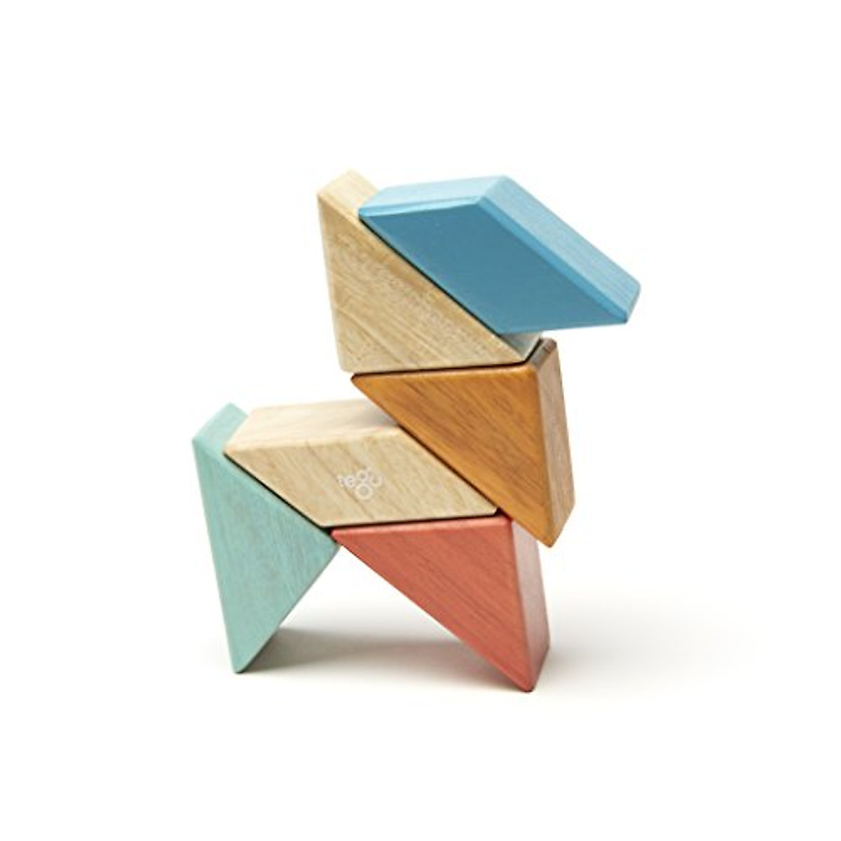 6 Piece Tegu Pocket Pouch Prism Magnetic Wooden Block Set, Sunset