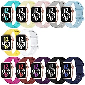 [12 PACK] Watch Bands Compatible with Apple Watch Bands 42mm 44mm 45mm 49mm Women Men, Bravely klimbing Soft Silicone Sport Strap Replacement Wristbands Compatible with iWatch Series 8 7 6 5 4 3 2 1 SE Ultra