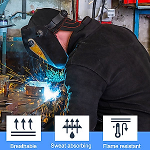 2 Pcs Welding Cap Flame Resistant Welders Caps Reversible Cotton Soft Short Crown Welders Hats with Elastic for Men Women Electrician(Black, Red)