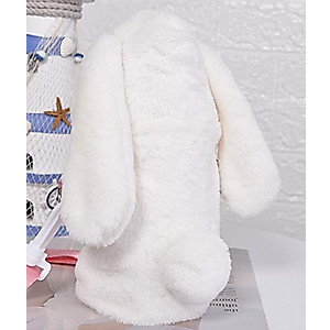 ChezMax Penguin Vacuum Thermos Stainless Steel Water Bottle Travel Mug Flask for Daily Life 9.5oz Black with Insulated Sleeve Rabbit Warm Cover, Rabbit White