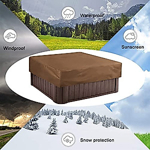 NIMOSA Outdoor Square Hot Tub Cover, 210D Oxford Fabric Garden SPA Bath Pool Cover Waterproof Dustproof Anti-UV,Grey,207x207x30cm