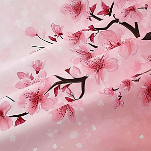 CCoutueChen Japanese Style Floral Comforter Bedding Set King Size Cherry Blossom Bed Sets Botanical Comforter Insert Romantic Pink Flowers Bedding 3Pcs Soft Lightweight Comforter(Girls Women Adult)