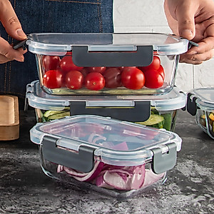 UMI UMIZILI Glass Food Storage Containers with Lids, 12 Pack Leakproof Glass Meal Prep Containers Airtight Stackable Glass Containers for Leftover, Fruit, Vetageables, Dishwasher Safe