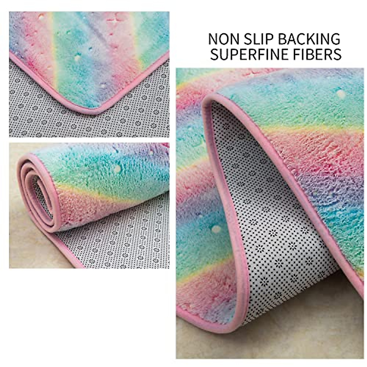 Rainbow Night & Twinkle Pattern Glow in The Dark Area Rug Area Rug for Living Room Bedroom Playing Room Size 5'x6'