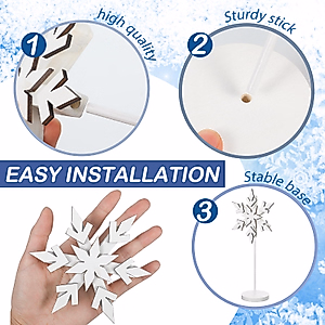 Soaoo 3 Pcs Christmas Snowflake Decorations Wooden Snowflakes Tabletop Decor White Winter Snowflake Table Sign Xmas Tall Standing Wood Block Snowflake Centerpieces for Tables Shelf Mantel Indoor Decor