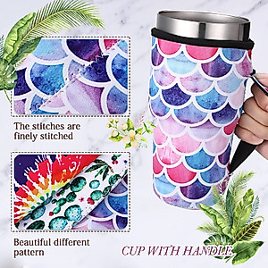 Patelai 8 Pieces 30oz Reusable Neoprene Iced Coffee Cup Sleeve Neoprene Insulated Sleeves Cup Cover Holder, Large Tumbler Cup