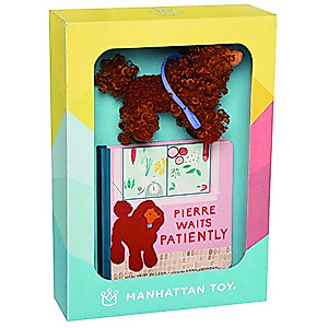 Manhattan Toy Pierre Waits Patiently Baby and Toddler Board Book + Poodle Stuffed Animal Dog Gift Set