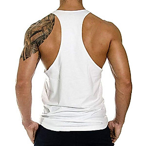 GZXISI Mens Skull Print Stringer Bodybuilding Gym Tank Tops Sleeveless Workout Shirt Fitness Vest (B# White, Large)