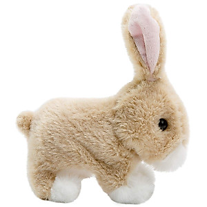 HollyHOME Plush Rabbit Easter Electronic Interactive Toy Jumping,Wiggle Ears,Mouth Moving Bunny Toy 7 Inches Tan Gifts for Kids