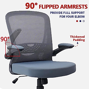 CLATINA Ergonomic Office Chair, Classic Executive Mesh Chair middle Back Desk Chair Breathable Swivel Computer Chair with Adjustable Lumbar Support and Flip up Armrest, for Home Office Conference Room