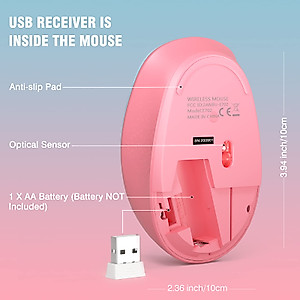 Trueque Wireless Mouse E702 2.4GHz Portable Computer Mouse with USB Receiver, Comfortable Silent Mice for Laptop, Chromebook, PC, Notebook, Desktop, Windows, Mac (Blue&Pink)