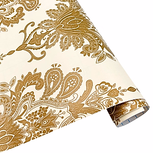 Yifely Luxury Gold Damask Shelving Paper Removable Shelf Liner Adhesive Cabinet Sticker 17.7 Inch by 9.8 Feet