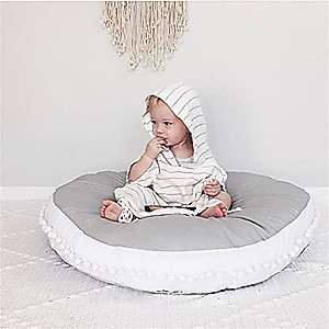 Pink Round Rug for Nursury,Pom Pom Circle Rug 3'X3' for Kids Room,Soft Cotton Carpet for Teen Girls Room, Circular Rug for Nursery Room,Crawling Mat for Baby