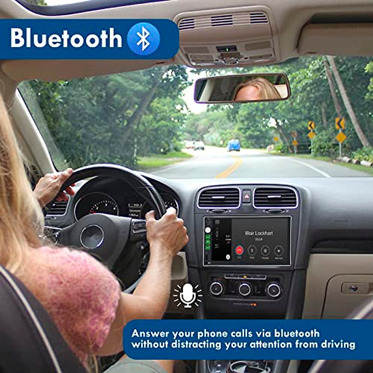 Double Din Car Stereo with Apple CarPlay & Android Auto - 7" Touchscreen Car Radio with Backup Camera and Mirror Link - Bluetooth Audio (Wired carplay)