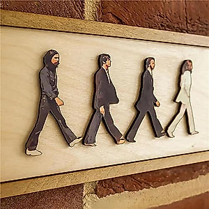 The Beatles Framed Abbey Road Portrait,Fine Beatles Wall Mural,Wood Framed Wall Art for Home Office Decor