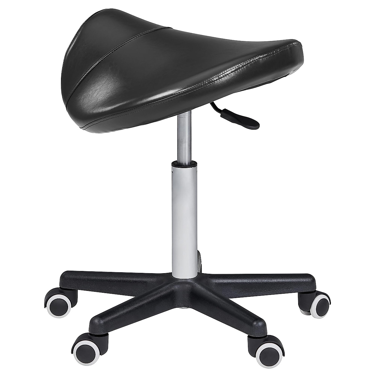 Master Massage Ergonomic Swivel Saddle Rolling Hydraulic Stool in Black