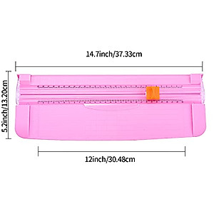 Portable Paper Cutter Guillotine Paper Trimmer Scrapbooking with Security Safeguard for Standard Cutting of A2 A3 A4 A5 Paper, Photos or Labels - Pink