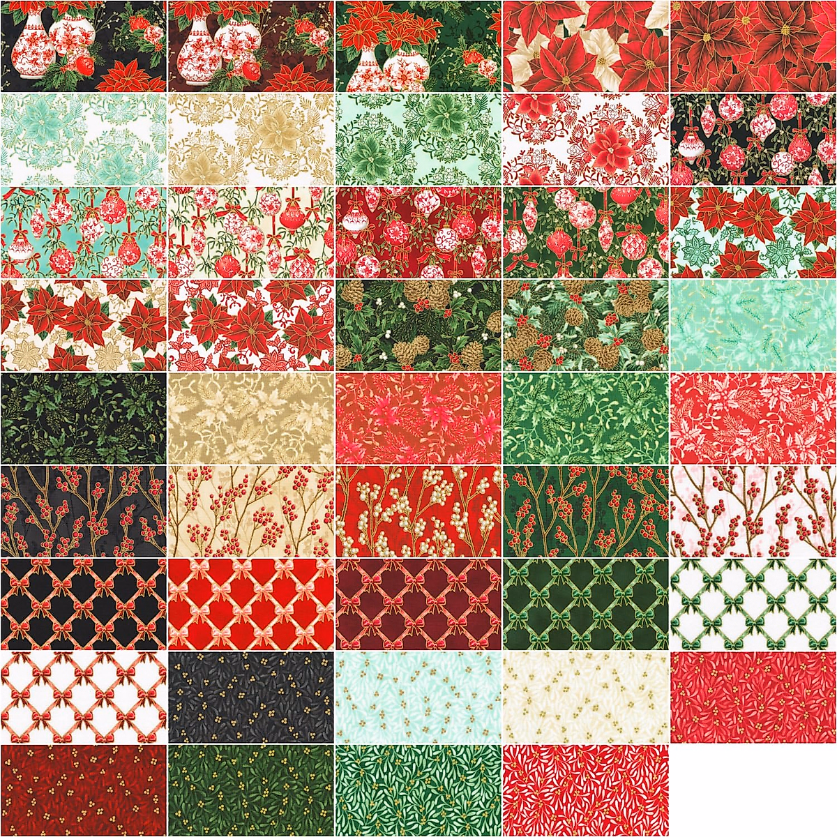 Holiday Flourish Festive Finery Holiday 44 5-inch Squares Charm Pack Robert Kaufman CHS-1244-44, Assorted