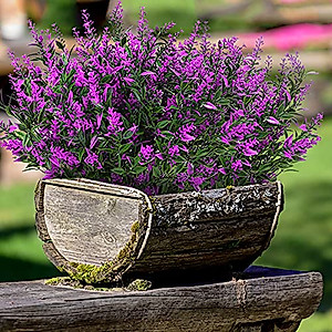 12 Bundles Artificial Lavender Flowers, Greenery Bushes Bouquet, Faux Plastic Greenery for Indoor Outside Hanging Plants, Plastic Fake Plants Flowers Home Garden Wedding Party Decor (Fuchsia)