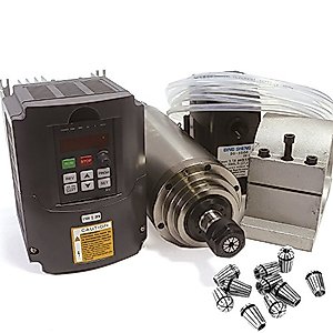 RATTMMOTOR 2.2KW Water Cooled Spindle 110V Spindle Motor 80mm 24000RPM+2.2KW VFD 110V Inverter Variable Frequency Drive+80mm Spindle Mount+80W Water Pump+ER20 Collet for CNC Router Milling Machine