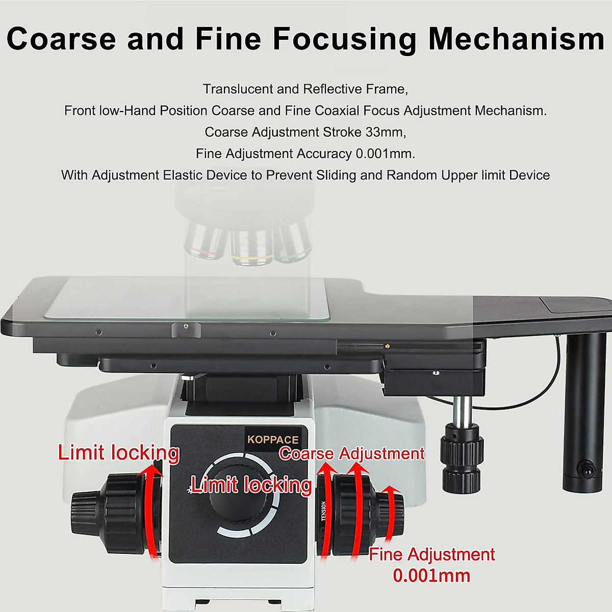 KOPPACE 190X-1900X Trinocular Metallographic Microscope Light and Dark Field,Polarized DIC Observation 6 inch Large Platform 4K HD Measuring Camera