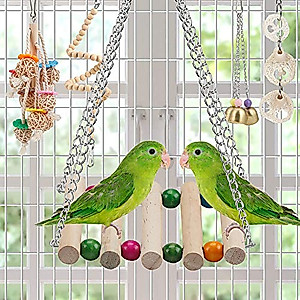 Toys for Bird Parakeet Toy Bird Perch Bird Cage Hammock Coconut Hideaway with Ladder Hanging Bell Swing Chewing Hanging Toy for Parakeet,Conure,Cockatiel,Love Birds,Parrots