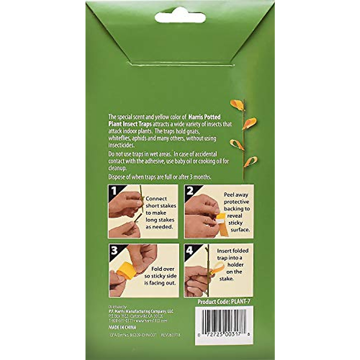 Harris Potted Plant Insect Traps for Gnats, Aphids, Whiteflies and More (30 Traps, 7 Stakes)