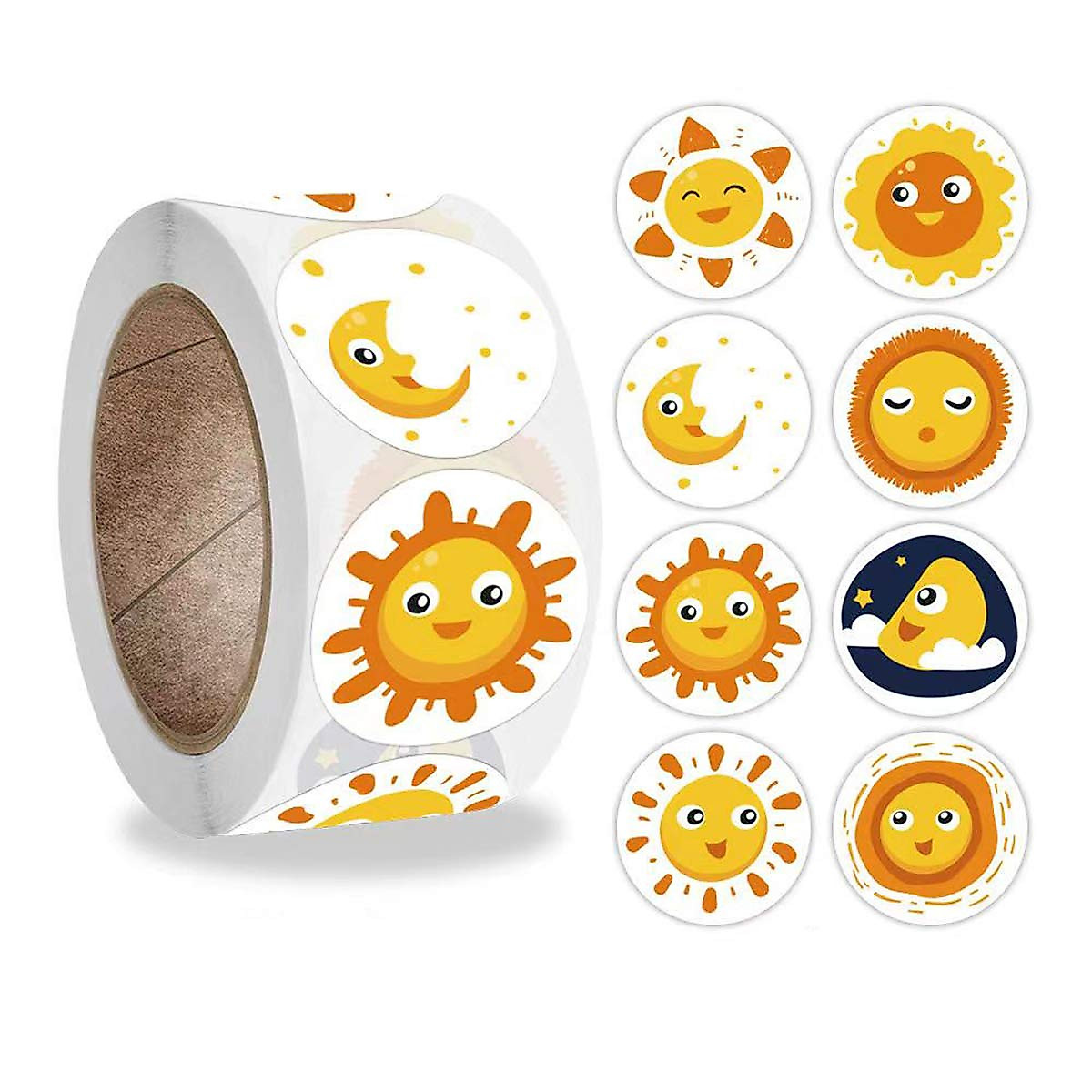 Bamsod 1000 Pieces 1 Inch Sunflower Labels Sun Stickers Rolls Self Adhesive Seals for Christmas Thanksgiving Party Decor Scrapbooking Cards Envelopes (Sun)