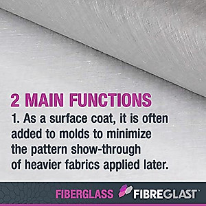 Fibre Glast Ultra Lightweight Fiberglass Veil Cloth – Sheer Sandable Surface Coat for Air, Car, Auto, Boat, Marine Repairs – Continuous Strand Mat – Resin & Gel Coat Compatible, 3 Yards – Made in USA