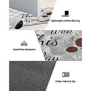Gogobebe Super Absorbent Diatom Mud Mat Wok This Way Kitchen Sign Gray Checked Quick-Drying Thin Bath Mat Non-Slip Bathtub Mat Anti-Skid Rubber Bathroom Shower Mat 16x24in