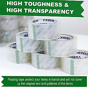 HERKKA Clear Packing Tape, 24 Rolls Heavy Duty Packaging Tape for Shipping Packaging Moving Sealing, Thicker Clear Packing Tape, 1.88 inches Wide, 65 Yards Per Roll, 1560 Total Yards