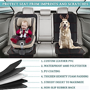 DOVODA Car Seat Protector, 2 Pack Large Auto Seat Protectors Protect Child Seats with Mesh Pocket, Thickest Padding Pat Durable, Waterproof 600D Fabric, Child Car Seat Cover for SUV Sedan Truck