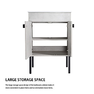 Maotifeys Wall Mounted & Free Standing Bathroom Vanity with Sink Modern 24" Bathroom Vanity with Storage Cabinet Wood Bath Vanity w/Ceramic Sink for Small Space