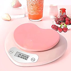YRY Pink Kitchen Scale - Large LCD Display, Tare Function, 11 lbs(5kg) Capacity, 0.03 oz.(1g) Precise Graduation, ML and Oz Unit for Liquids and Solids - Ideal Food Scale for Baking & Cooking (5kg/1g)