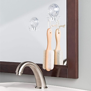 iDesign Power Lock Bathroom Suction Cup Hooks for Loofah, Towels, Sponges and More, Set of 2, Clear