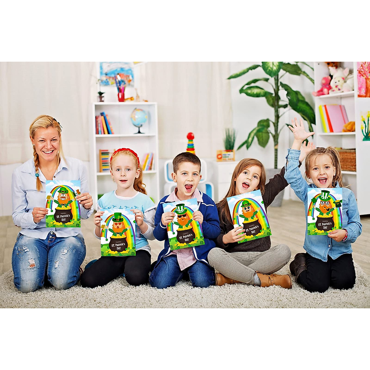 SICOHOME St. Patrick's Day Craft Sticker for Kids 12pcs Make Your Own Leprechaun Face Stickers St. Patricks' Day Party Game Activities for Kids Party Supplies Classroom Activities